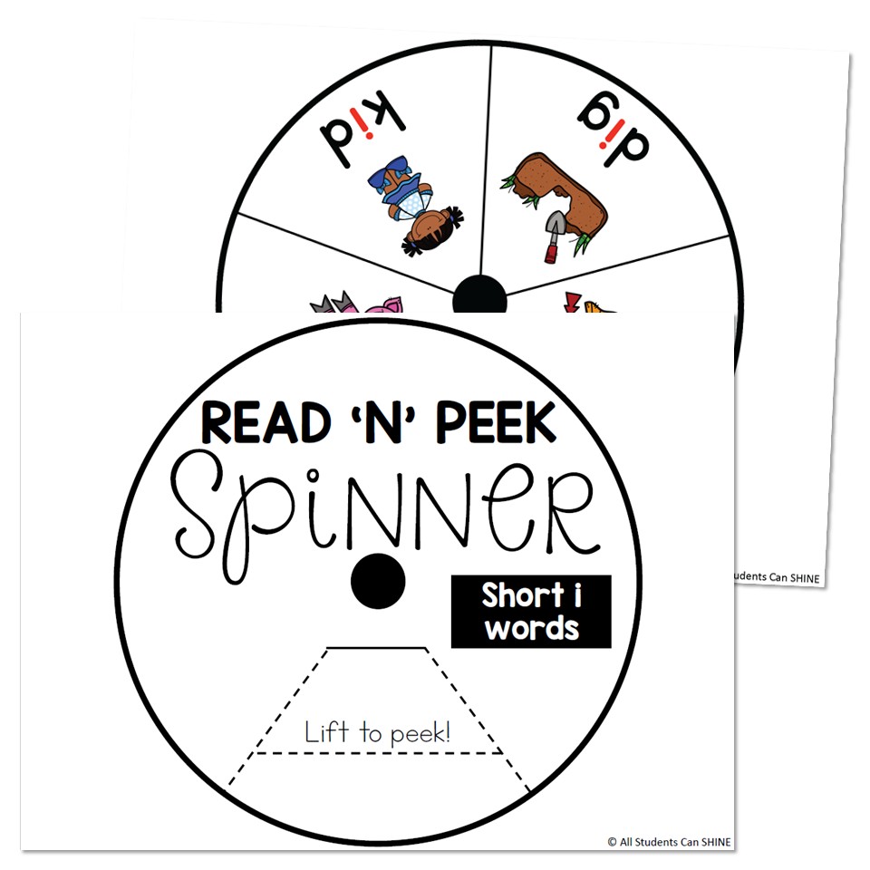 Reading and Phonics Spinners - CVC Words - Short I Words - Lucky Little ...