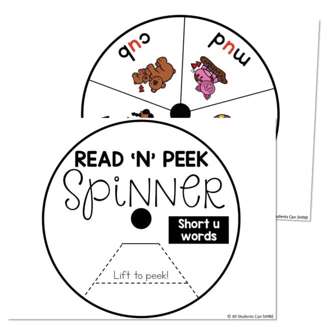 Reading and Phonics Spinners - CVC Words - Short U Words - Lucky Little ...