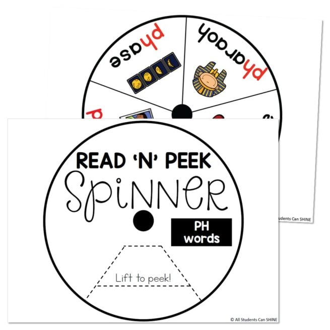 Reading and Phonics Spinners - Digraphs - PH - Lucky Little Learners