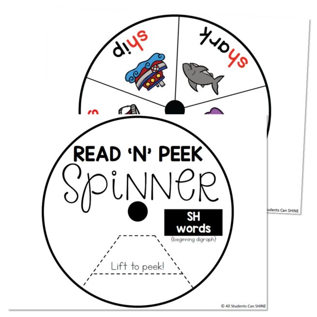 Reading and Phonics Spinners - Digraphs - SH Beginning - Lucky Little ...