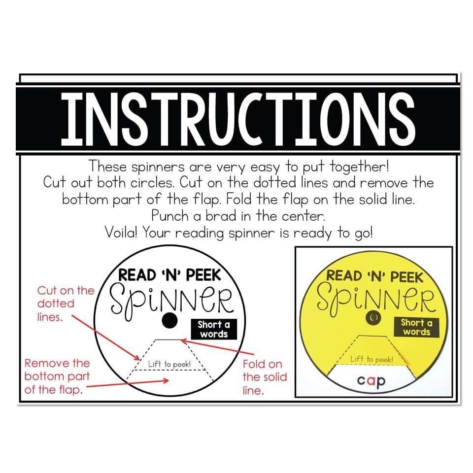 Reading and Phonics Spinners Instructions - Lucky Little Learners