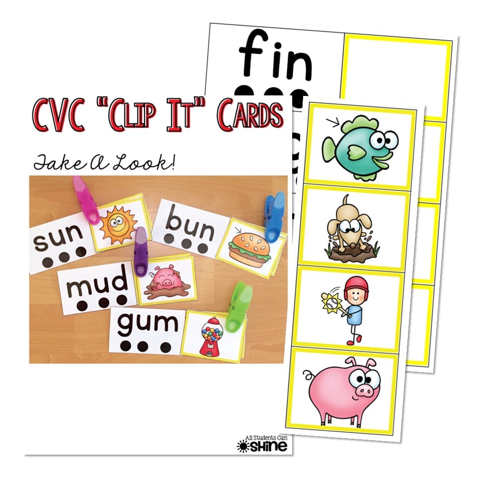 Small Group Reading Activities - Phonics - CVC Clip It Cards - Lucky ...
