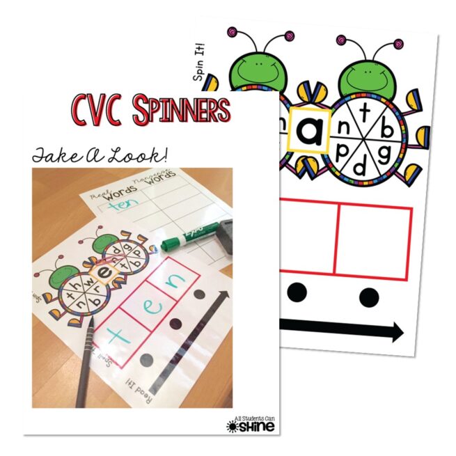 Small Group Reading Activities - Phonics - CVC Spinners - Lucky Little ...