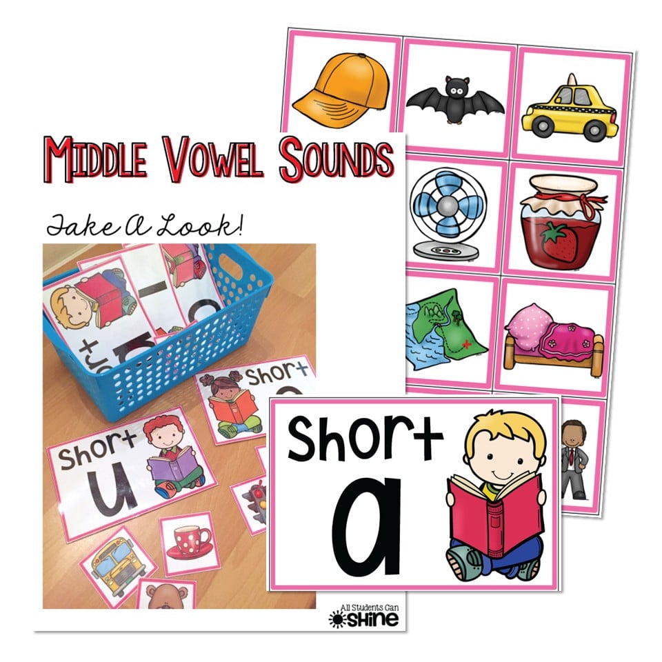 Small Group Reading Activities - Phonics - Middle Vowel Sounds - Lucky ...