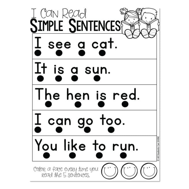 Small Group Reading Activities - Phonics - Simple Sentences - Lucky ...