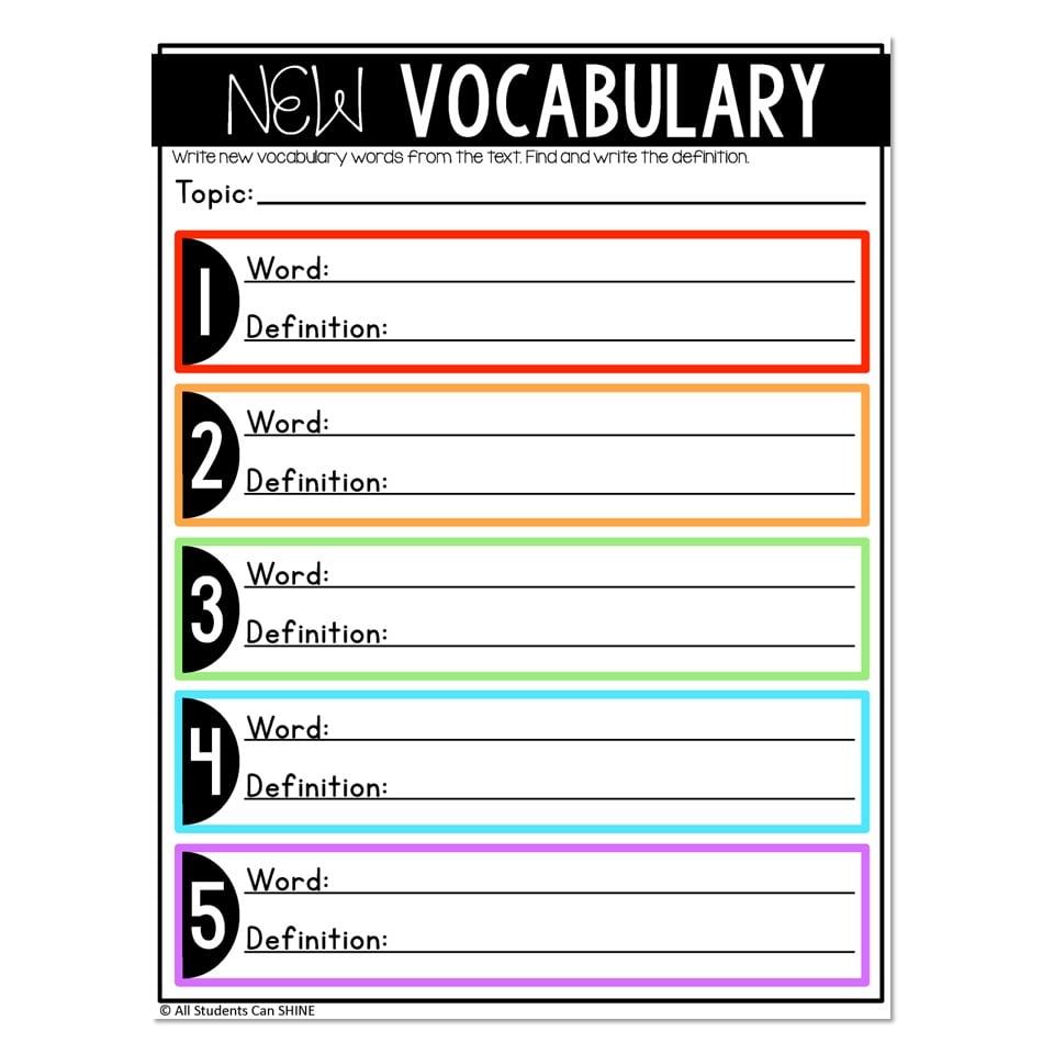 Small Group Reading Activities - Reading Comprehension - New Vocabulary ...