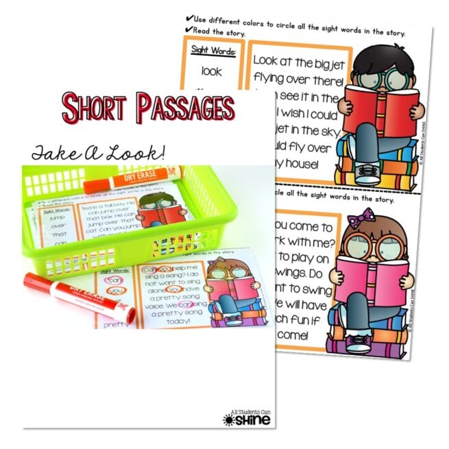 Small Group Reading Activities - Sight Words and Short Passages - Short ...