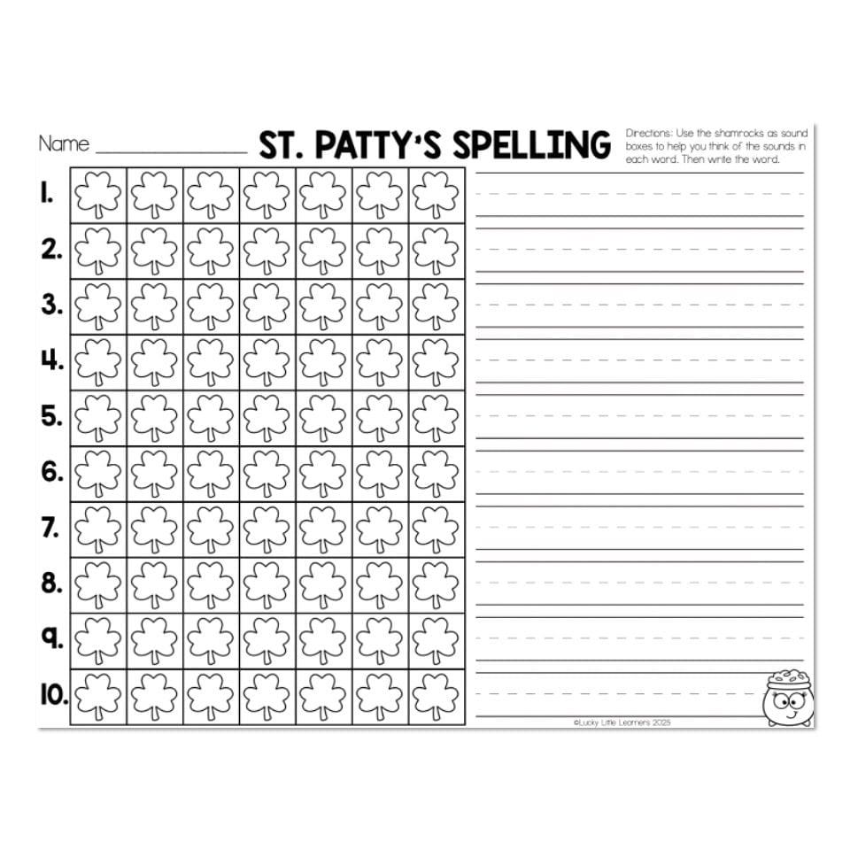 Sound Mapping Spelling - St Pattys Day - Lucky Little Learners