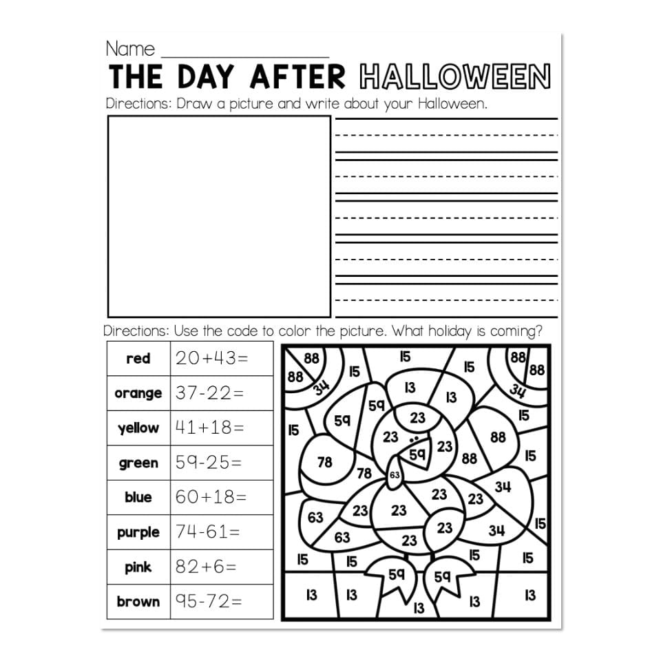 The Day After Halloween - Writing and Math - Lucky Little Learners