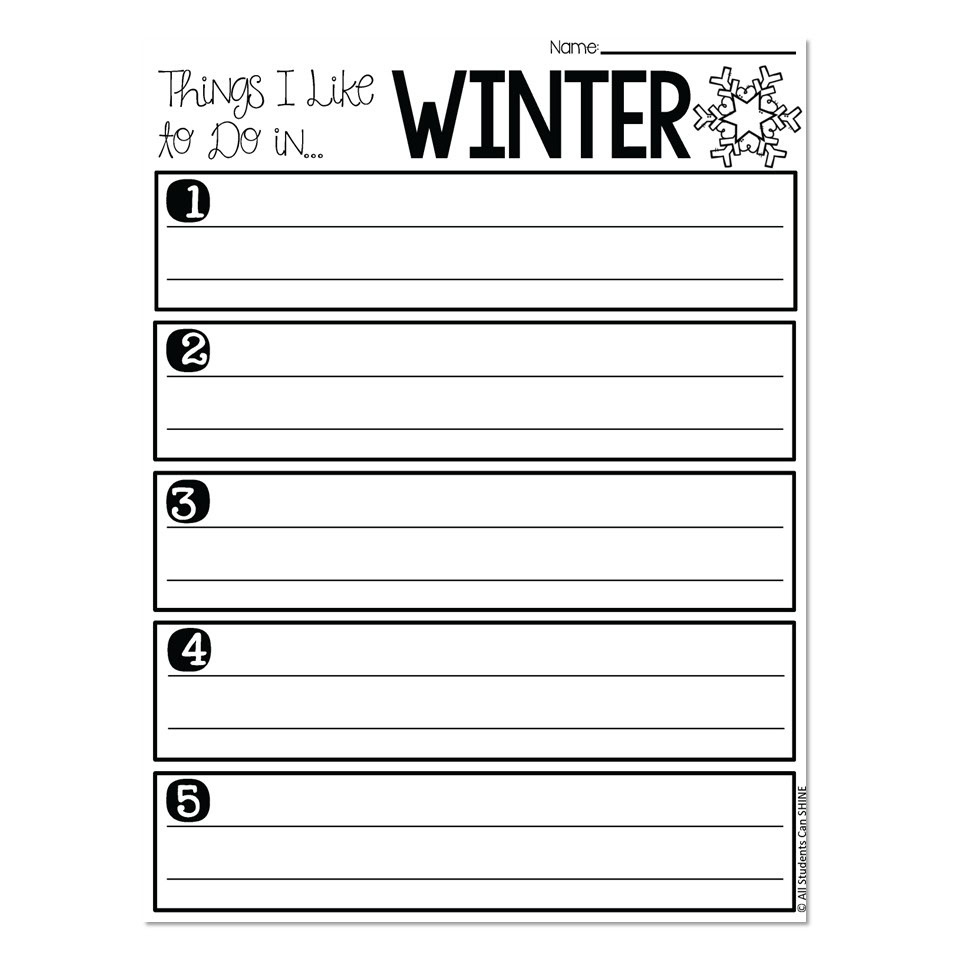 Winter Writer's Workshop - Things I Like To Do in the Winter - Lucky ...