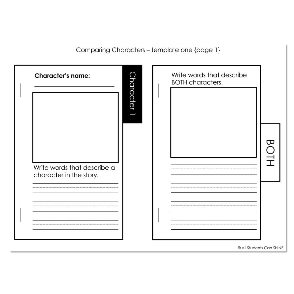 Writing Flipbooks - Comparing Characters - Lucky Little Learners