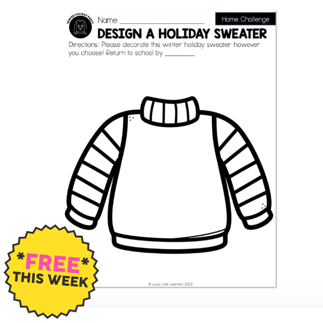 Winter Holiday Party Plan - Sweater Design Sample - Lucky Little Learners