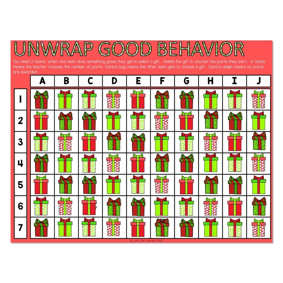 Digital December Behavior Board - Unwrap Good Behavior - Lucky Little ...