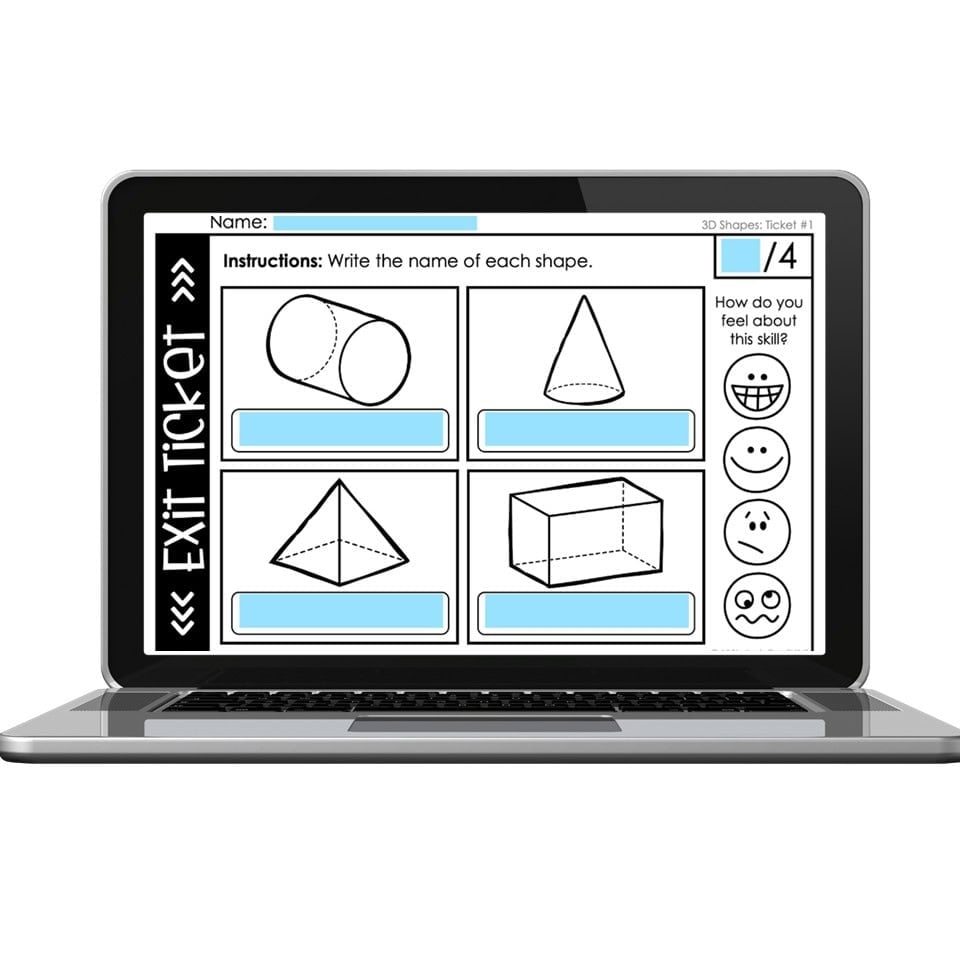 Digital Math Exit Tickets - 3D Shapes - Lucky Little Learners