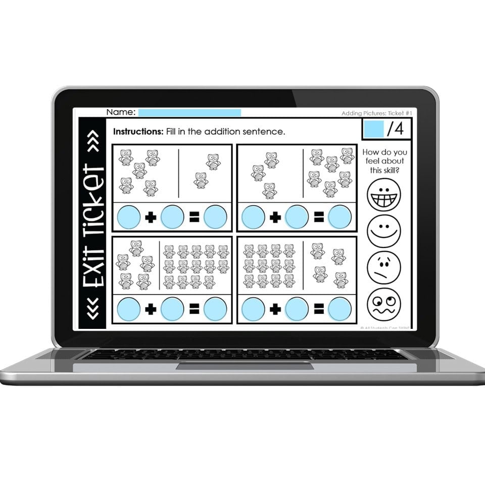 Digital Math Exit Tickets - Adding Pictures - Lucky Little Learners