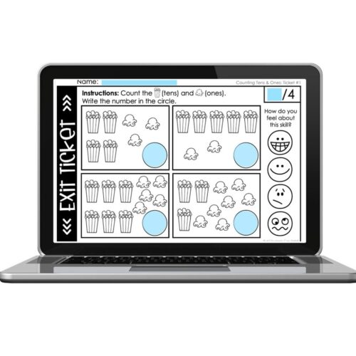 Digital Math Exit Tickets - Counting Tens and Ones - Lucky Little Learners