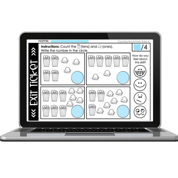 Digital Math Exit Tickets - Counting Tens and Ones - Lucky Little Learners