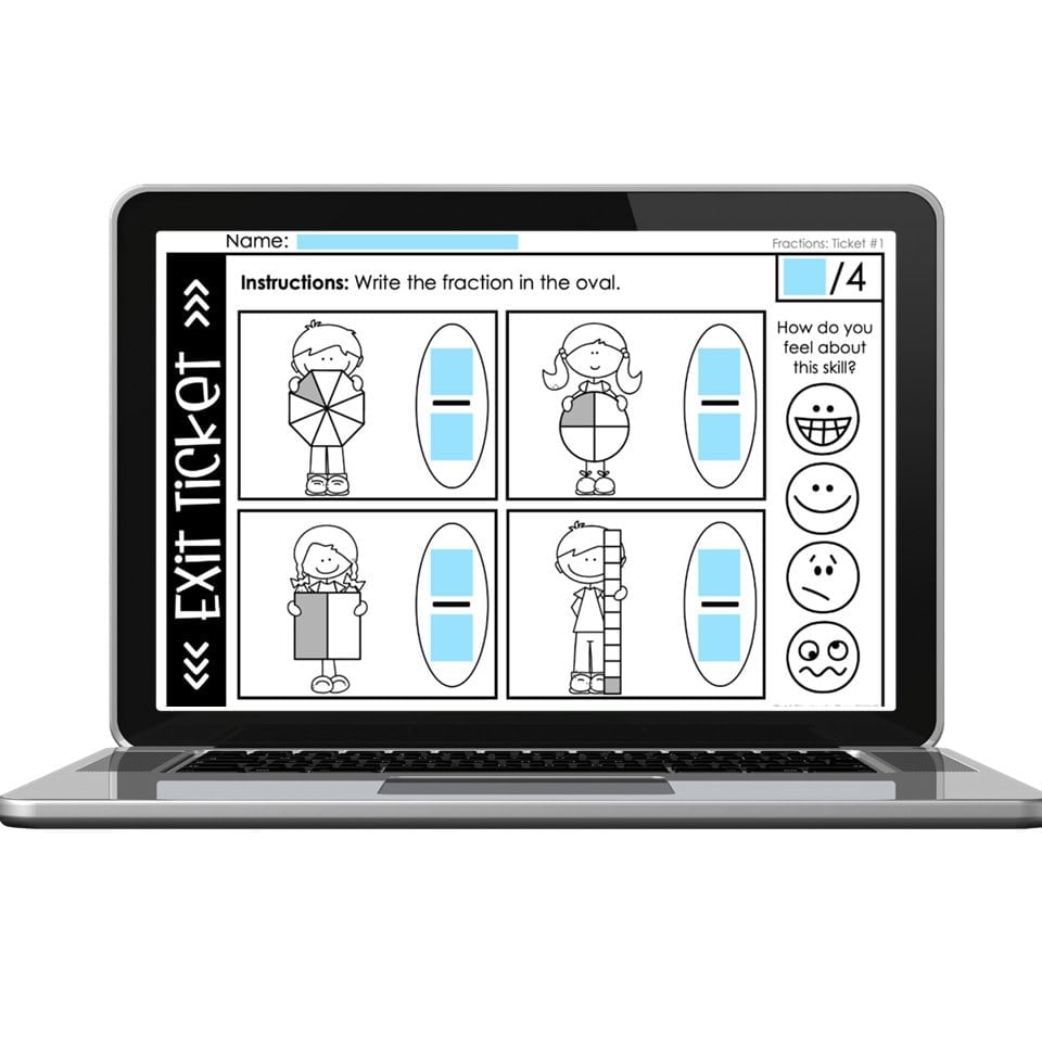 Digital Math Exit Tickets - Fractions - Lucky Little Learners