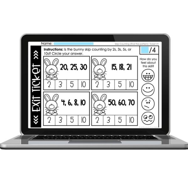Digital Math Exit Tickets - Skip Counting - Find the Pattern - Lucky ...