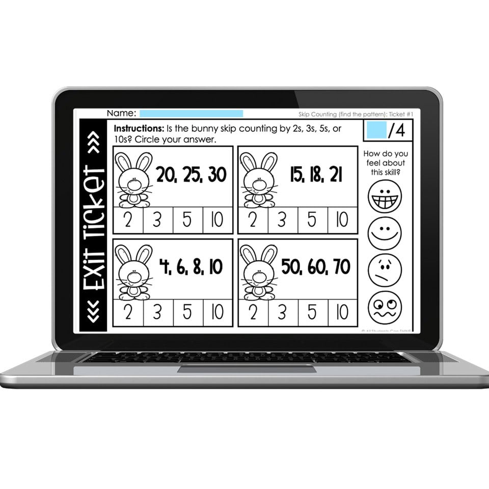 Digital Math Exit Tickets - Skip Counting - Find the Pattern - Lucky ...