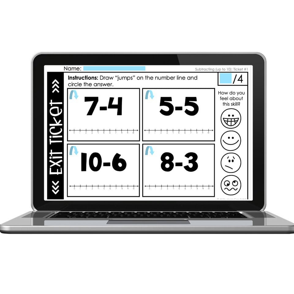 Digital Math Exit Tickets - Subtracting up to 10 - Lucky Little Learners