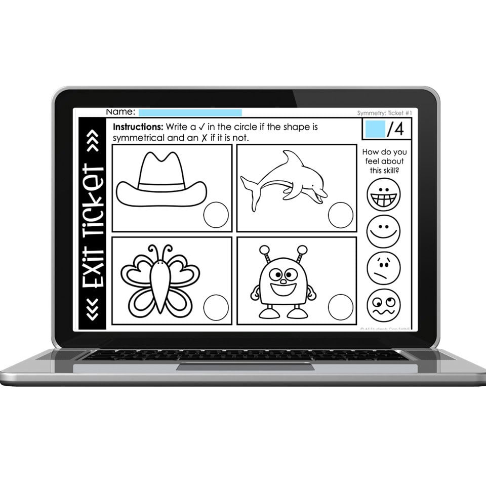 Digital Math Exit Tickets - Symmetry - Lucky Little Learners
