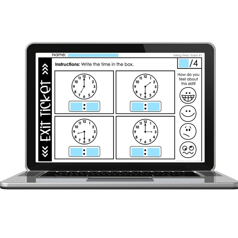 Digital Math Exit Tickets - Telling Time - Lucky Little Learners