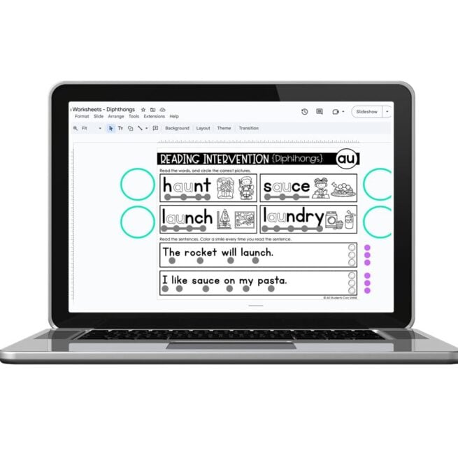 Digital Reading Intervention Worksheets - Diphthongs - Lucky Little ...