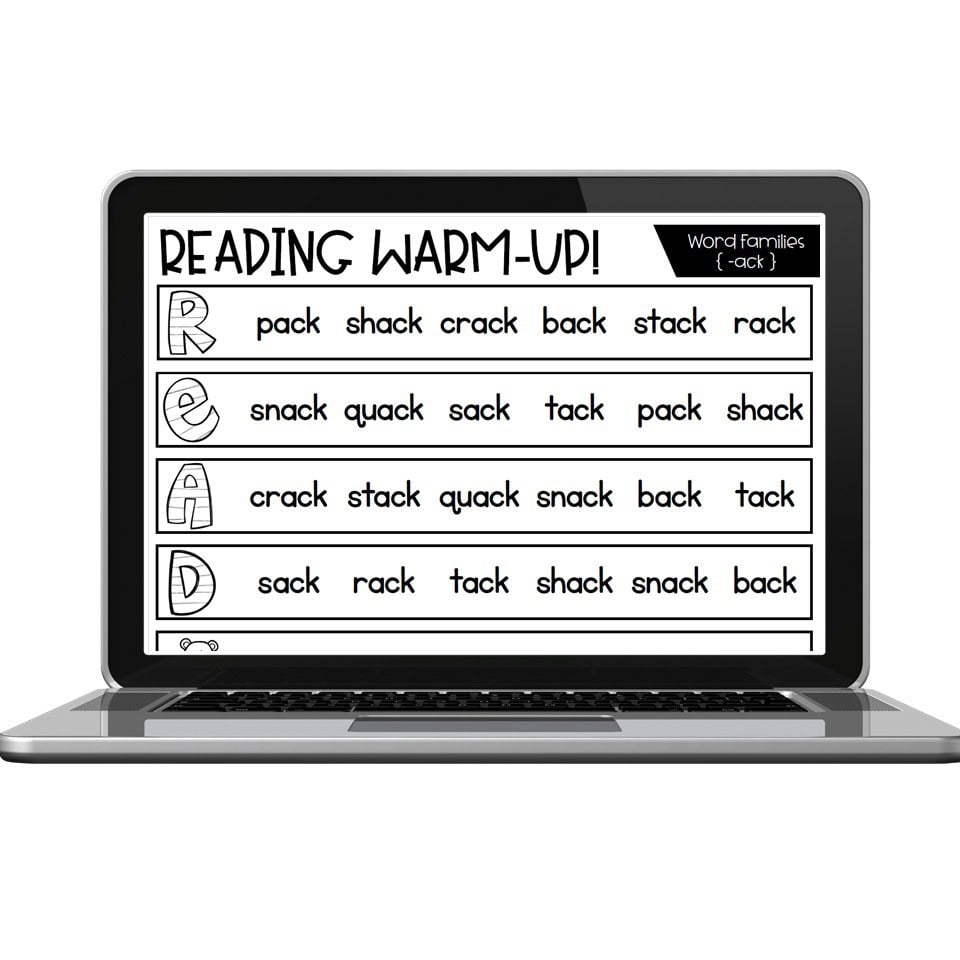 Digital Reading Warm-Ups - Short Vowel Word Families - Lucky Little ...