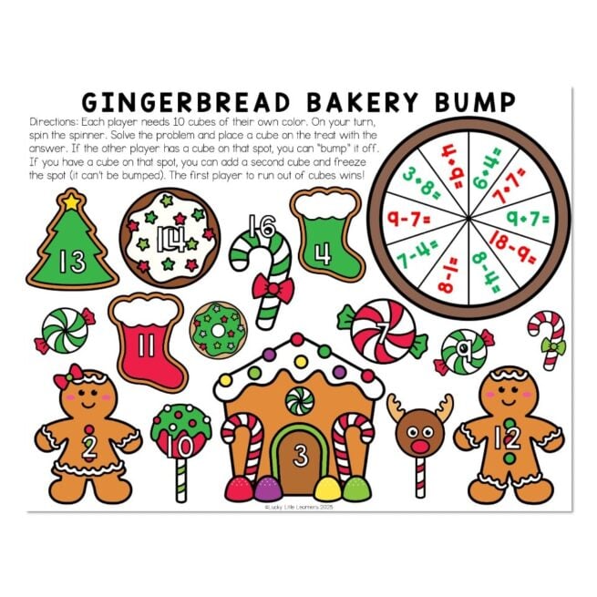 Gingerbread Bakery Bump - 1st grade - Add and Subtract within 20 ...
