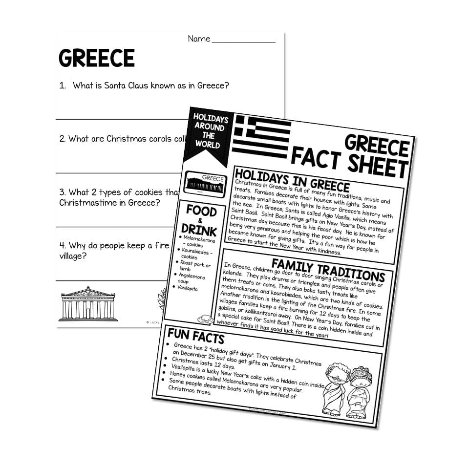 Holidays Around the World - Greece - Reading Passage - Lucky Little ...