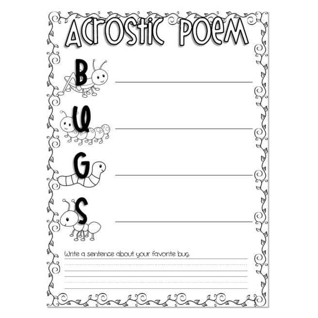 Insect Craftivity - Acrostic Poem - Lucky Little Learners