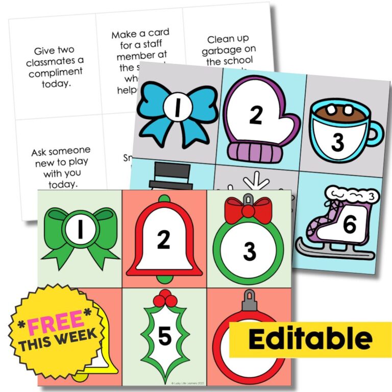 Editable Sample Advent Calendar - Lucky Little Learners