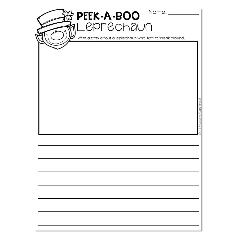 Leprechaun Craftivity - Writing Prompt - Peek a Boo Leprechaun - Lucky ...