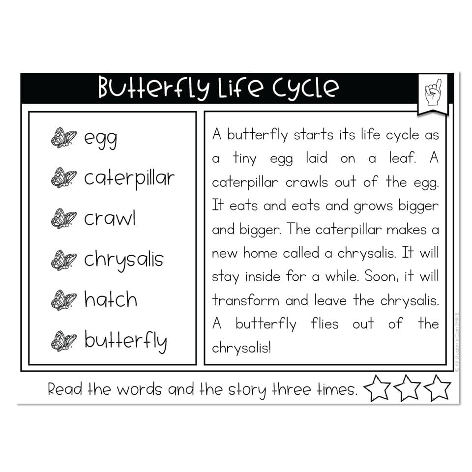 Life Cycle Full Page Readers - Butterfly - Lucky Little Learners