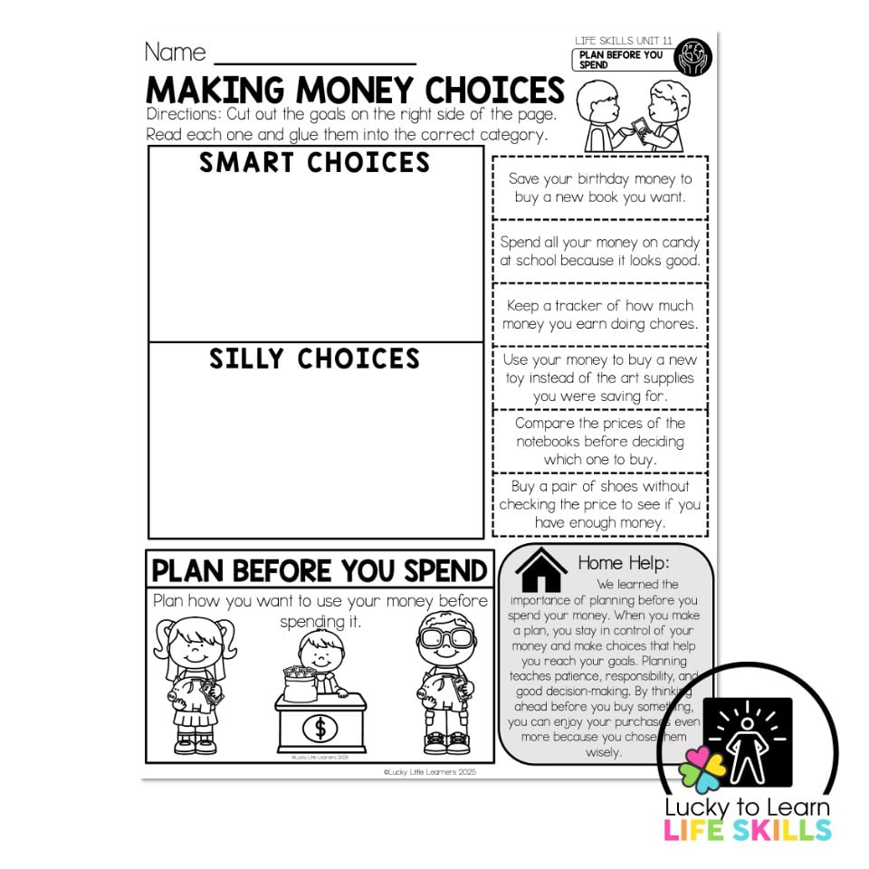 Lucky to Learn Life Skills - Unit 11 Money and Consumer Skills - Plan ...