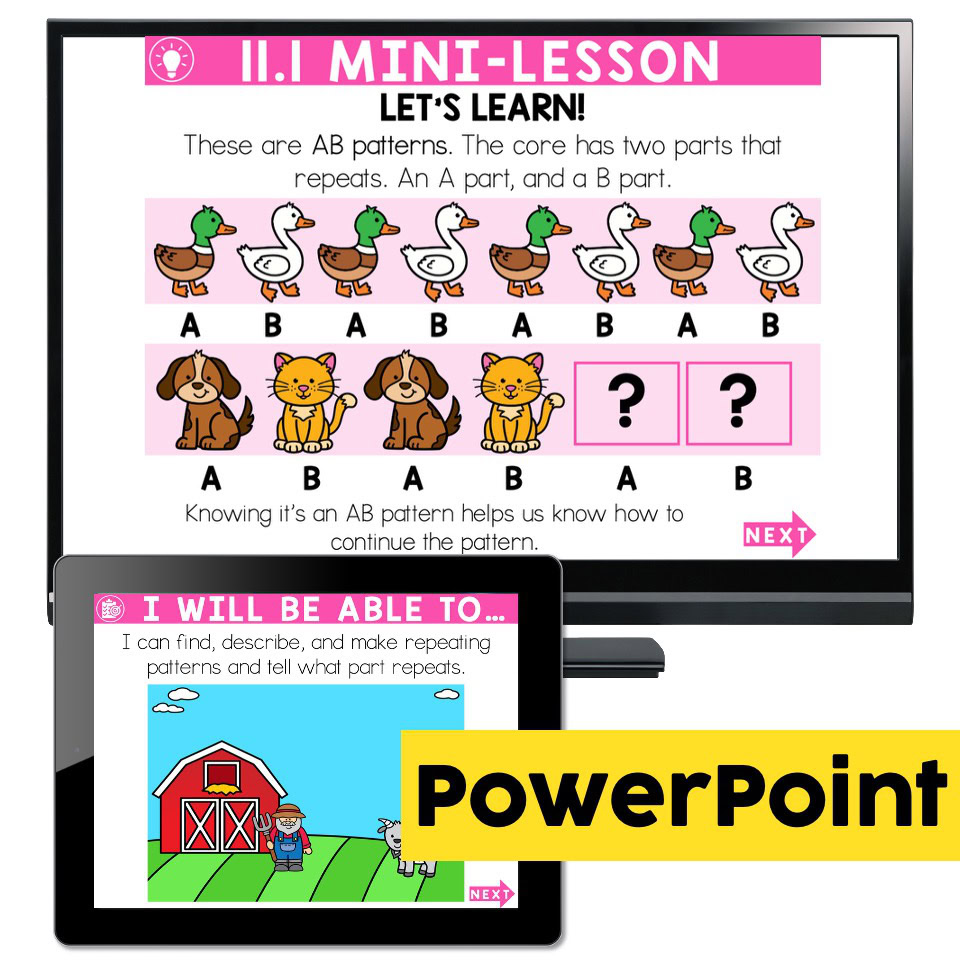 Lucky to Learn Math – Lesson 11.1 - Repeating Patterns - Teaching ...