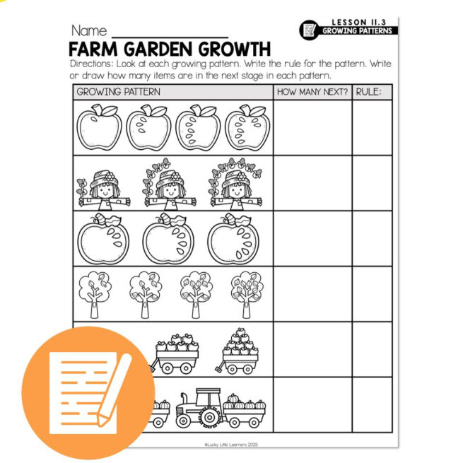 Lucky to Learn Math – Lesson 11.3 - Growing Patterns - Independent ...