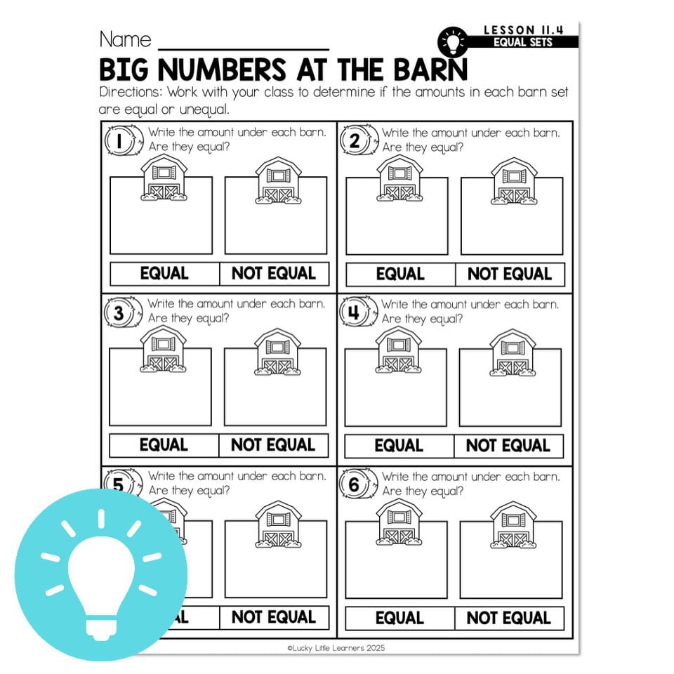 Lucky to Learn Math – Lesson 11.4 - Equal Sets - Mini Lesson - Big ...