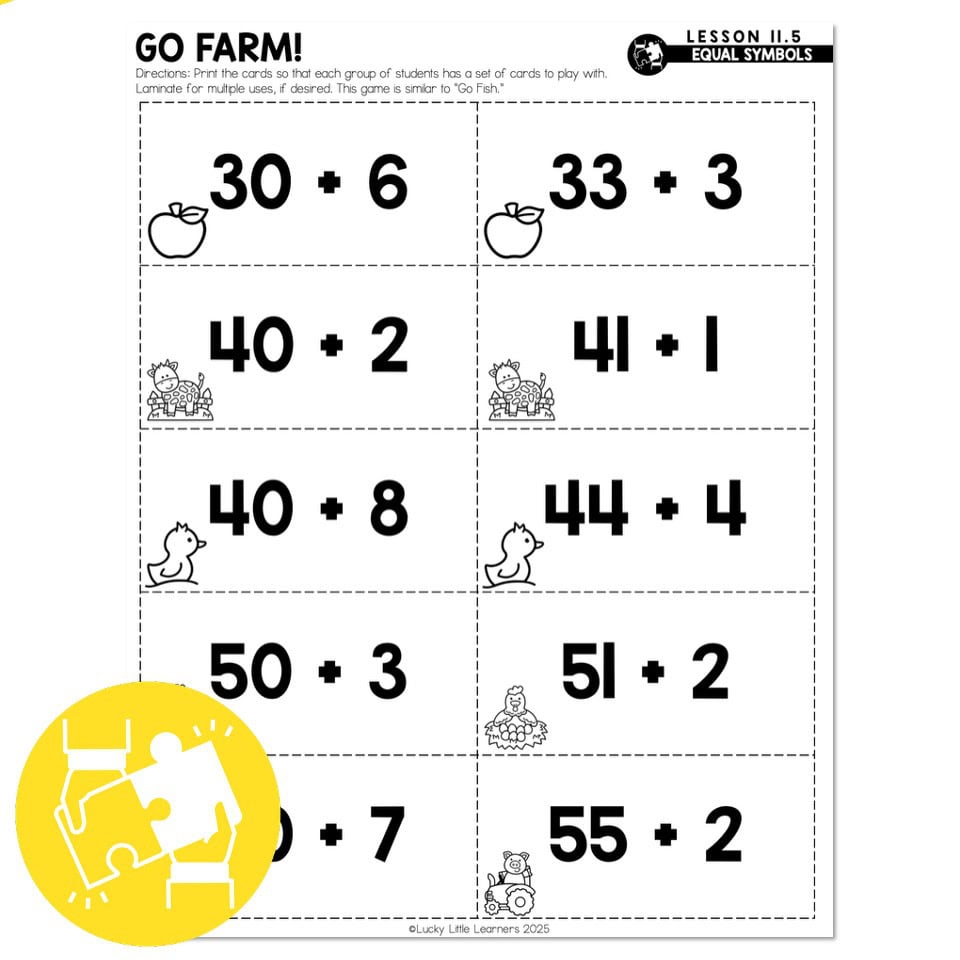 Lucky to Learn Math – Lesson 11.5 - Equal and Not Equal Symbols ...