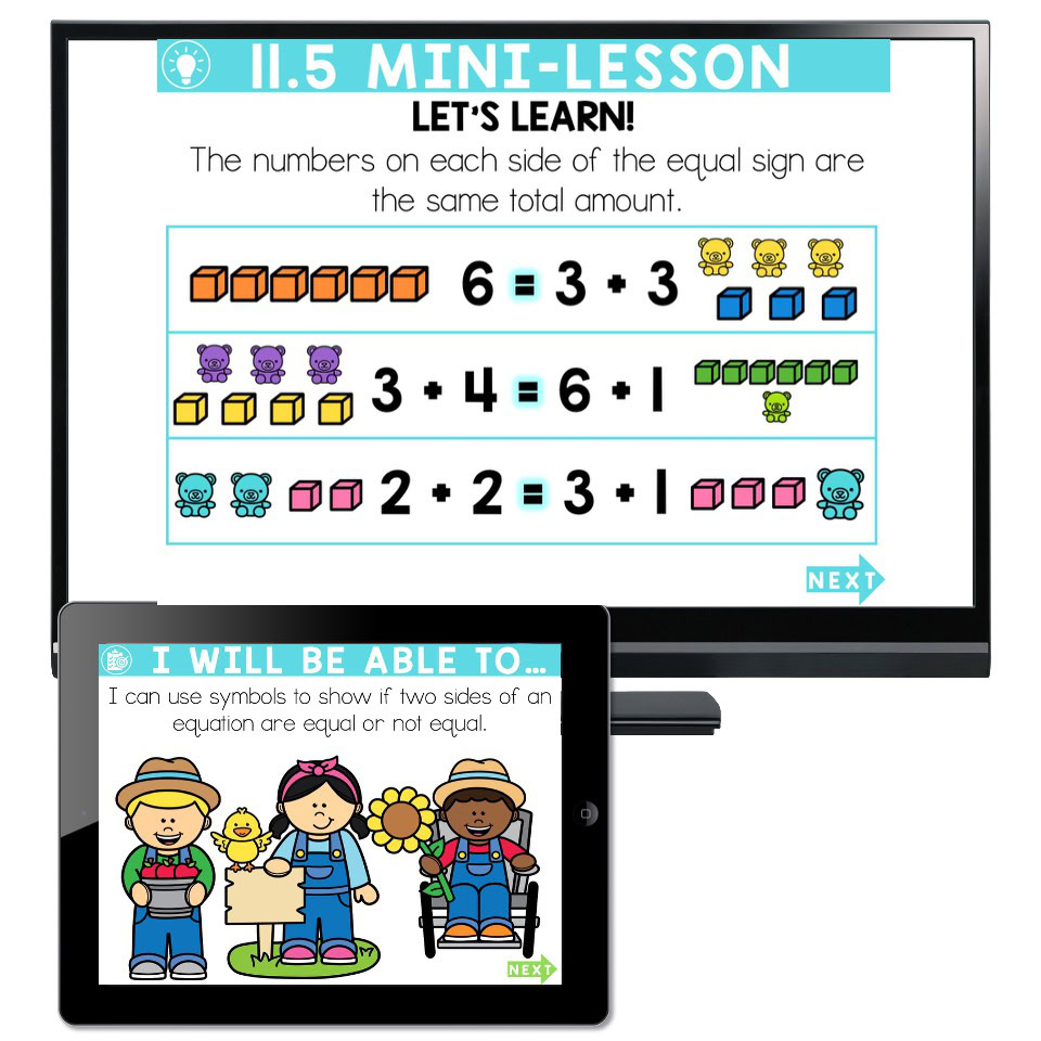 Lucky to Learn Math – Lesson 11.5 - Equal and Not Equal Symbols ...