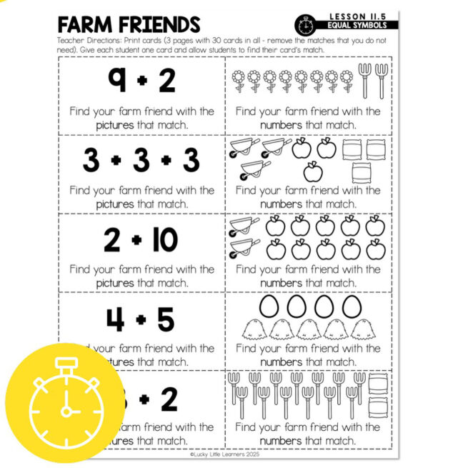 Lucky to Learn Math – Lesson 11.5 - Equal and Not Equal Symbols - Warm ...