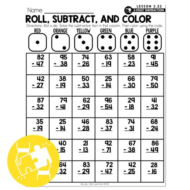 Lucky to Learn Math – Lesson 3.22 – Standard Algorithm Subtraction – Collaboration - Roll ...