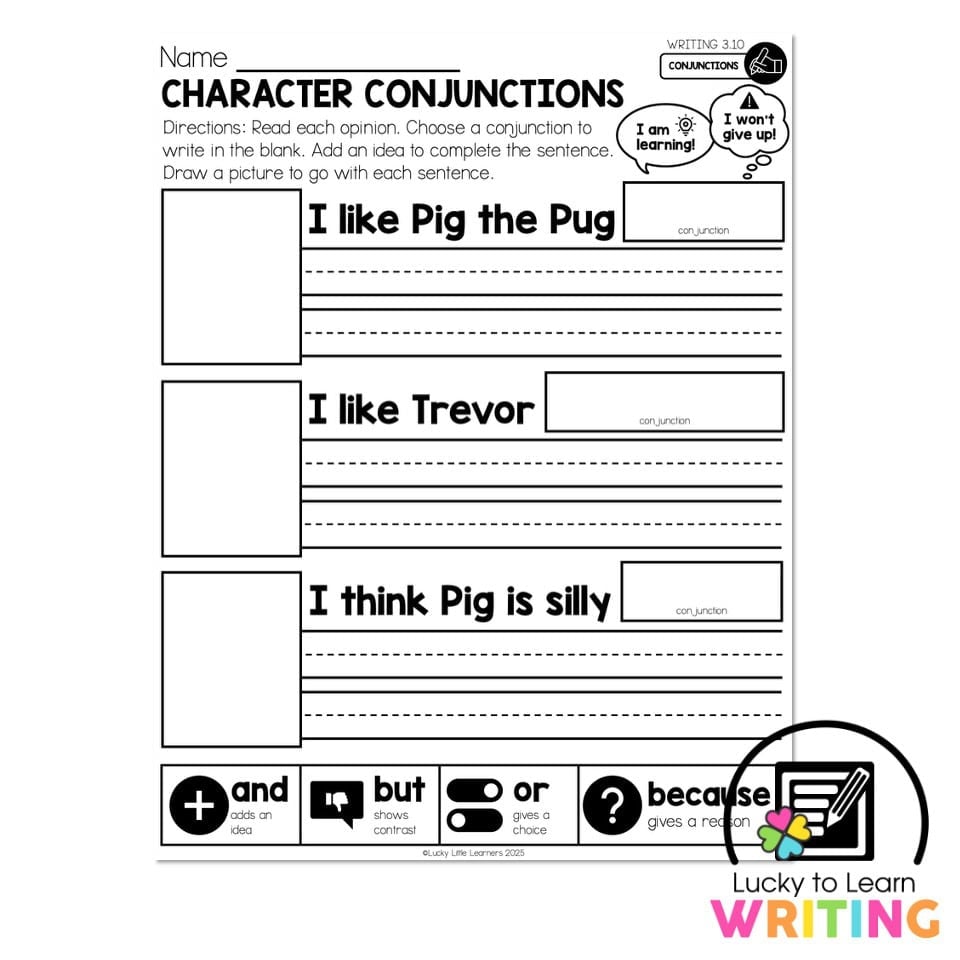 Lucky to Learn Writing 1st Grade - Unit 3 Intro to Opinion - Writing 3. ...