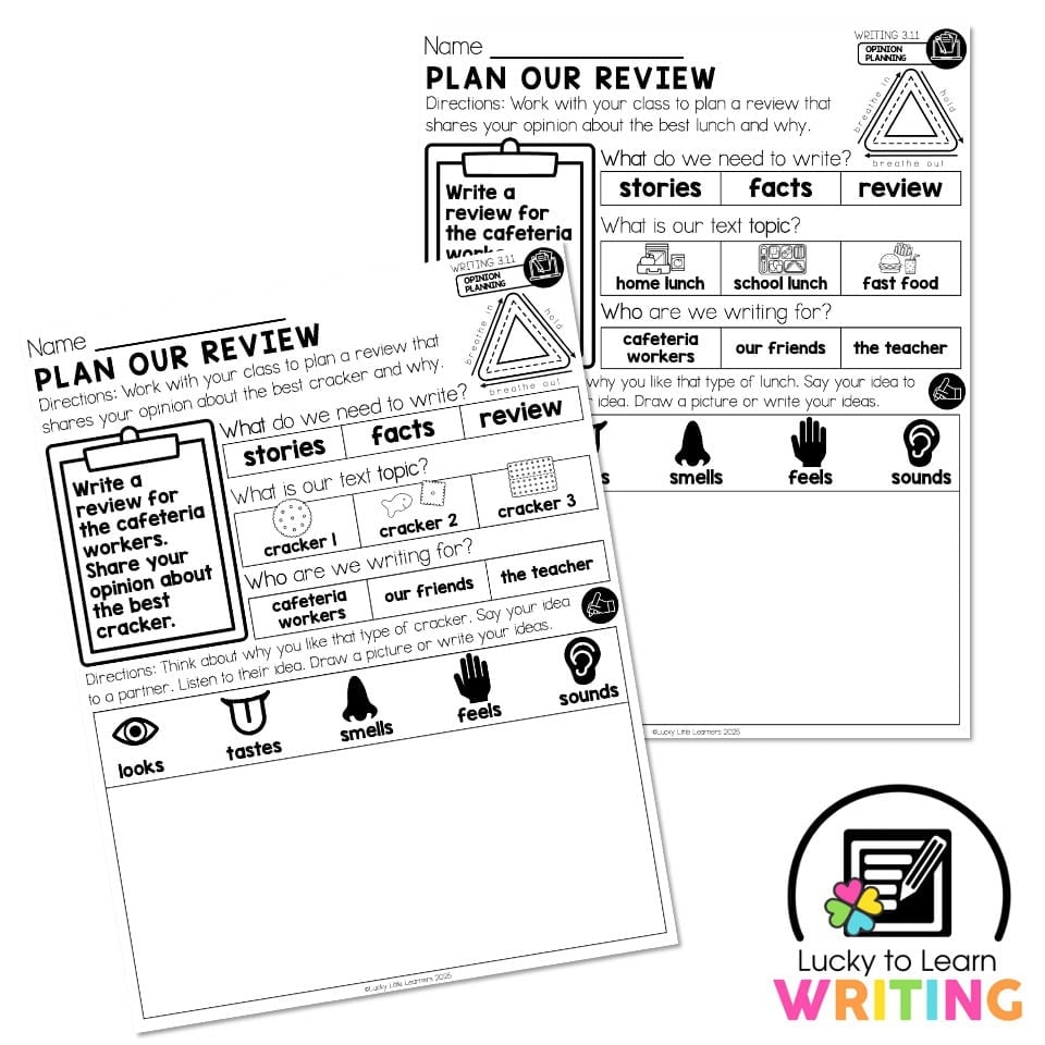 Lucky to Learn Writing 1st Grade - Unit 3 Intro to Opinion - Writing 3. ...