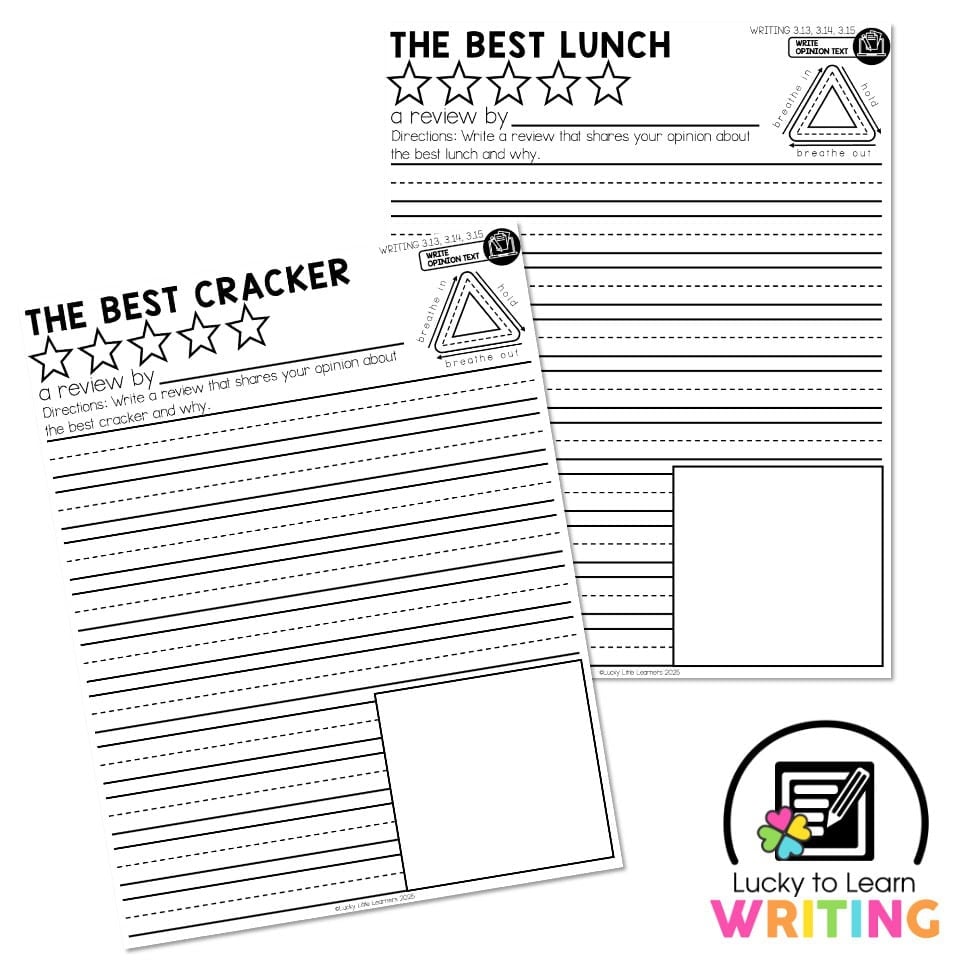 Lucky to Learn Writing 1st Grade - Unit 3 Intro to Opinion - Writing 3. ...