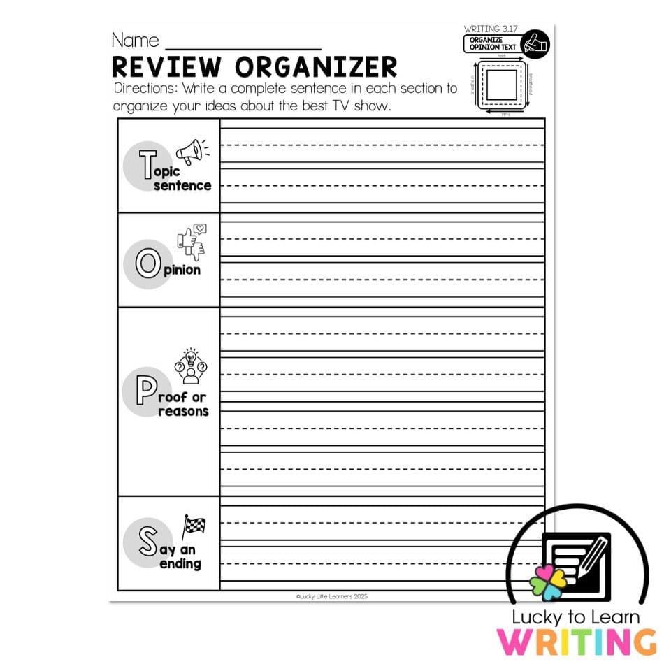 Lucky to Learn Writing 1st Grade - Unit 3 Intro to Opinion - Writing 3. ...