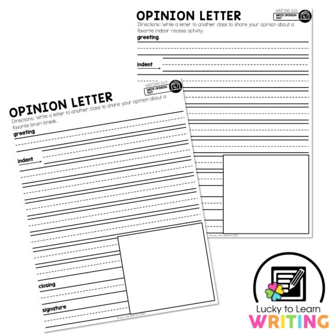 Lucky to Learn Writing 1st Grade - Unit 3 Intro to Opinion - Writing 3. ...