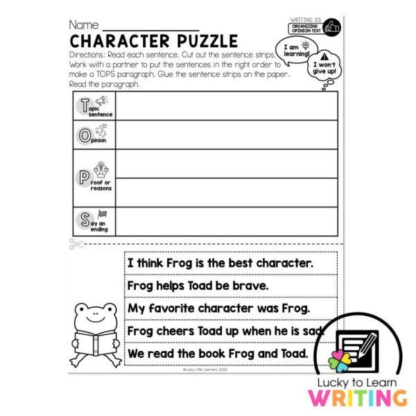 Lucky to Learn Writing 1st Grade - Unit 3 Intro to Opinion - Writing 3. ...