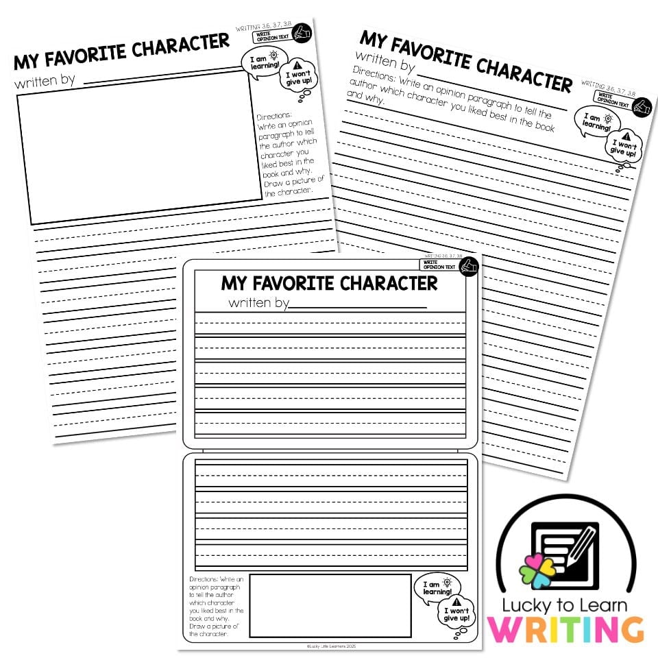 Lucky to Learn Writing 1st Grade - Unit 3 Intro to Opinion - Writing 3. ...